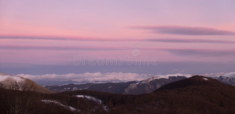 Sunset View from Mount Terminillo Stock Image - Image of mountain ...