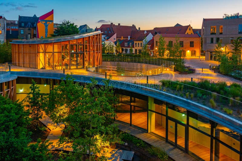 Sunset View of Museum of Hans Christian Andersen in Odense, Denm ...