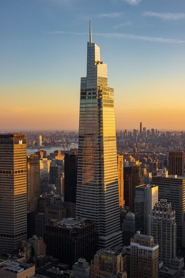 Sunset View of New York City Skyline from a Rooftop (Usa) Stock Photo ...