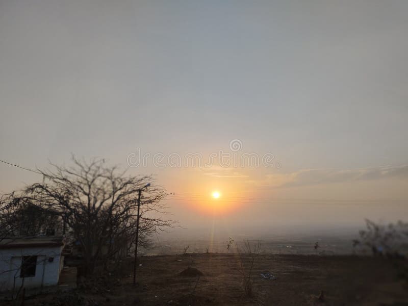 Sunset View of Normal Village in India Stock Photo - Image of natural ...