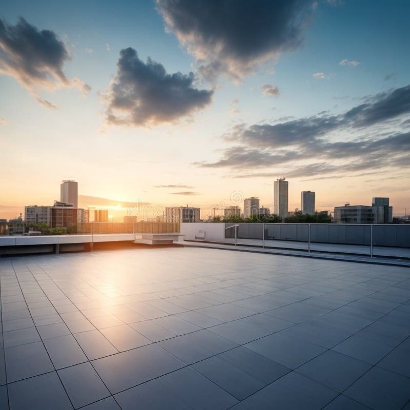 Sunset View at a Office Building Roof Top Stock Illustration ...