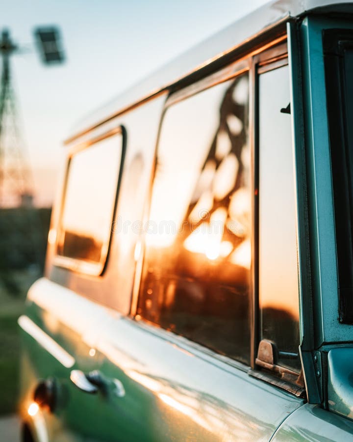 A View of the Sunset from a Vehicle with the Windows Open Stock Image ...