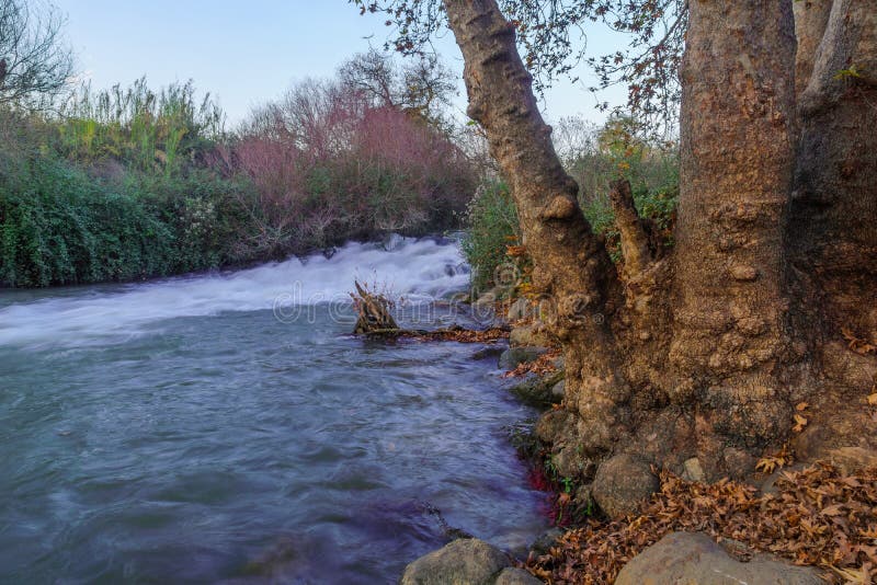 Sunset View of the Origin Point of the Jordan River Stock Photo - Image ...