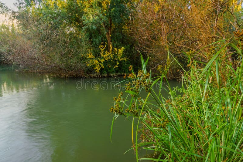 Sunset View of the Origin Point of the Jordan River Stock Image - Image ...