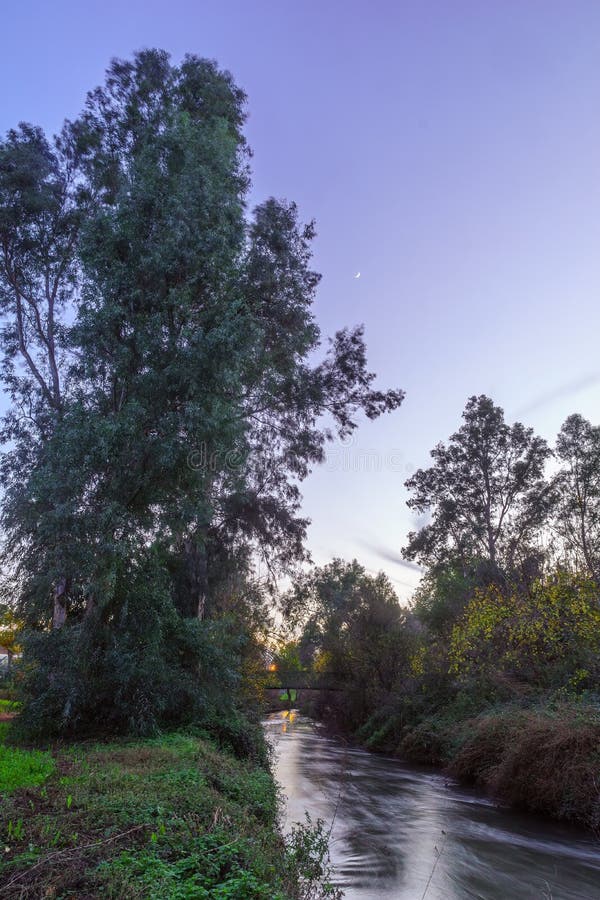 Sunset View of the Origin Point of the Jordan River Stock Image - Image ...