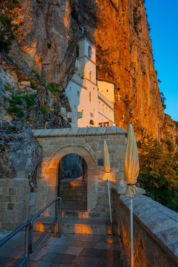Sunset View of the Ostrog Monastery in Montenegro Stock Image - Image ...