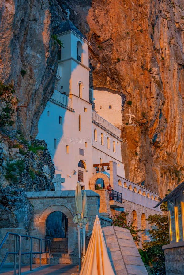Sunset View of the Ostrog Monastery in Montenegro Stock Photo - Image ...