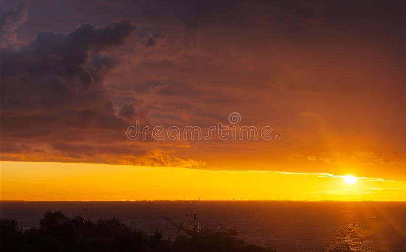 Sunset view over the bay stock image. Image of tranquil - 84524317