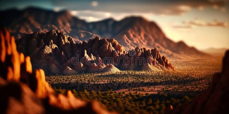 Sunset View Over Beautiful Natural Rock Formation. Generative Ai Stock ...