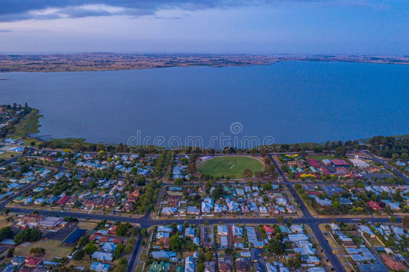 Sunset View Over Lake Colac in Australia Stock Image - Image of grass ...