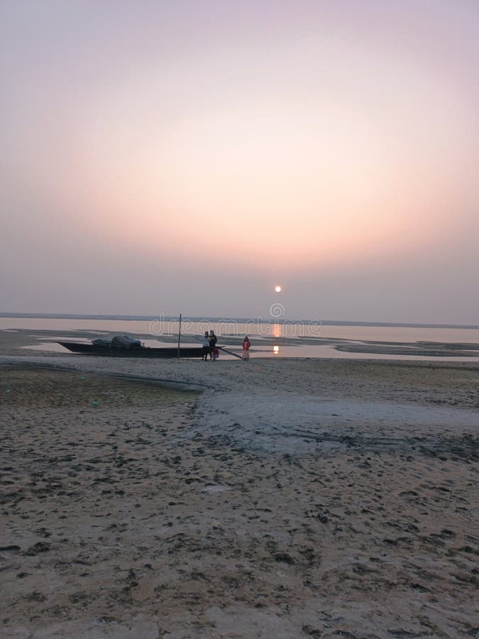 Sunset view Padma river stock photo. Image of shore - 272794306