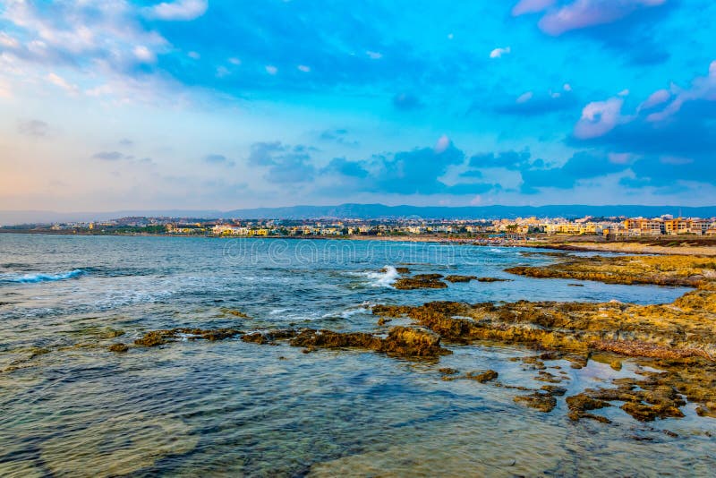 Sunset View of Paphos on Cyprus Stock Photo - Image of landscape ...