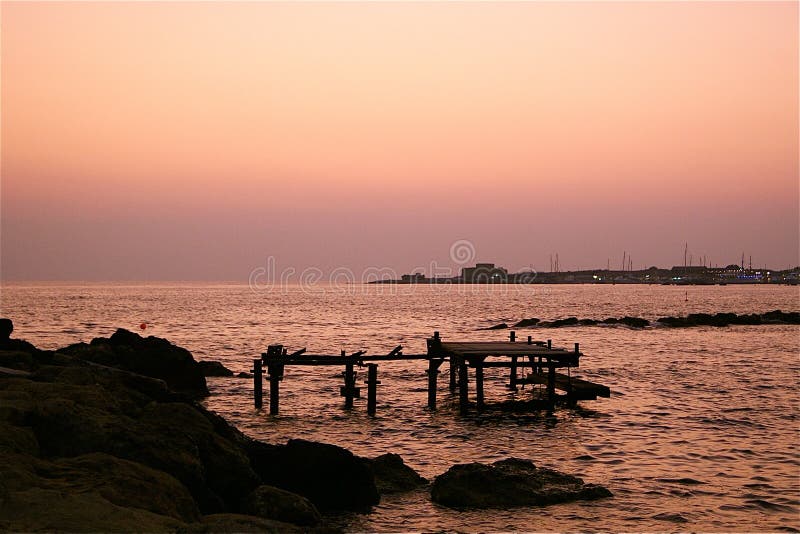 Sunset View of Paphos Seafront in Cyprus Stock Image - Image of ...