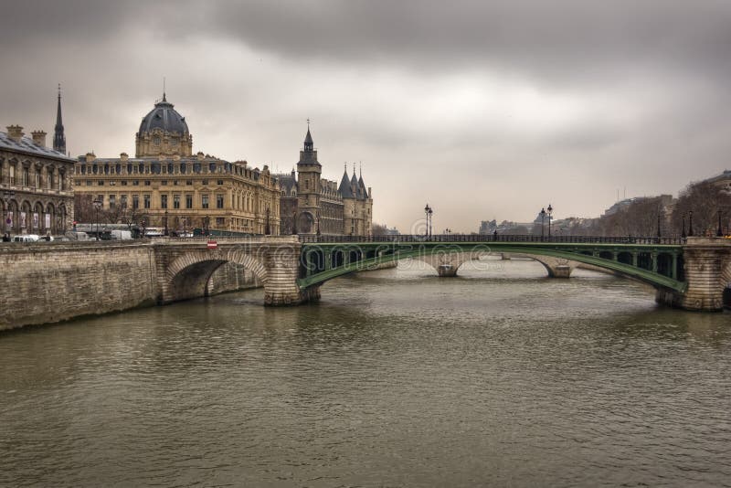 Sunset. View of Paris and Sena River Stock Photo - Image of capital ...
