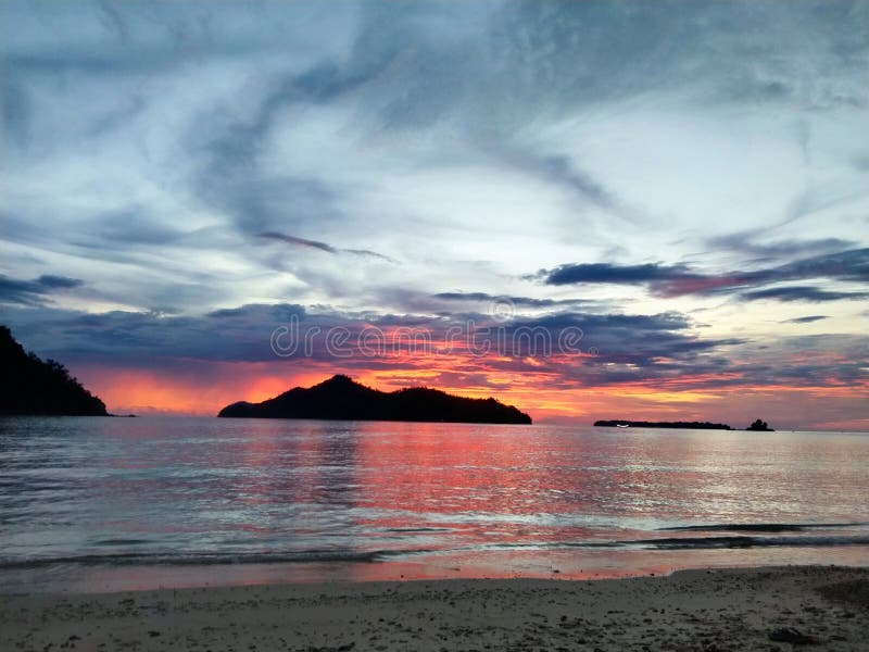 Sunset View on Pasumpahan Island, West Sumatra, Indonesia Stock Image ...