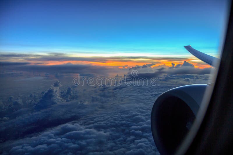 Sunset View from the Plane Window. Stock Photo - Image of aviation ...
