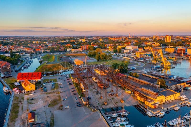 Sunset View of Port of Klaipeda in Lithuania Stock Image - Image of ...