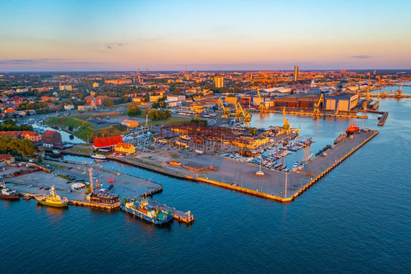 Sunset View of Port of Klaipeda in Lithuania Stock Image - Image of ...