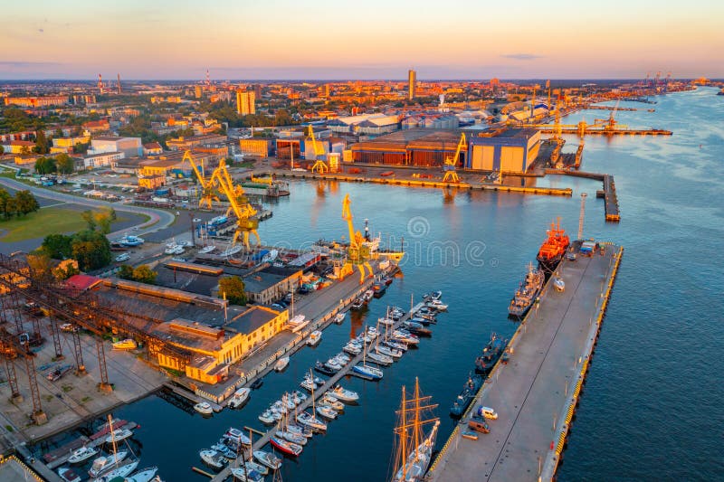 Sunset View of Port of Klaipeda in Lithuania Stock Image - Image of ...