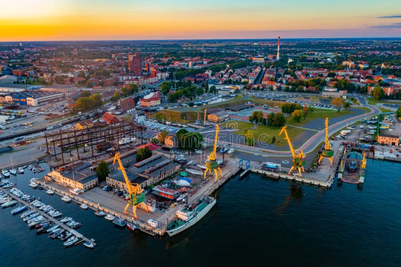 Sunset View of Port of Klaipeda in Lithuania Stock Image - Image of ...