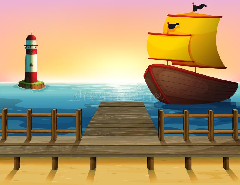 Sunset & boat stock illustration. Illustration of holiday - 1483625
