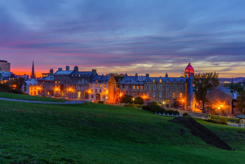 Sunset view of Quebec City stock image. Image of destination - 135727641