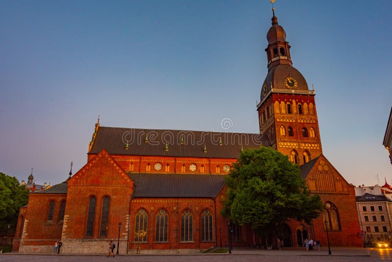 Sunset View of the Riga Cathedral, Latvia. Stock Image - Image of ...
