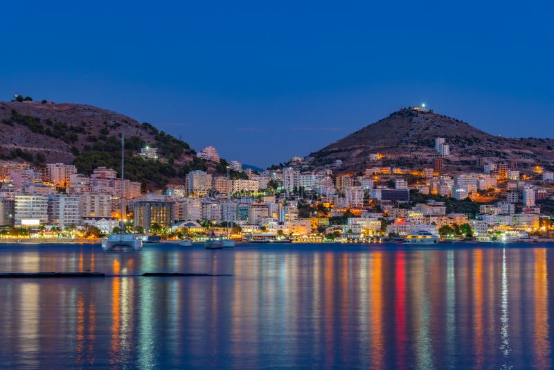 Seaside of Sarande with Lekuresi Castle, Albania Stock Image - Image of ...