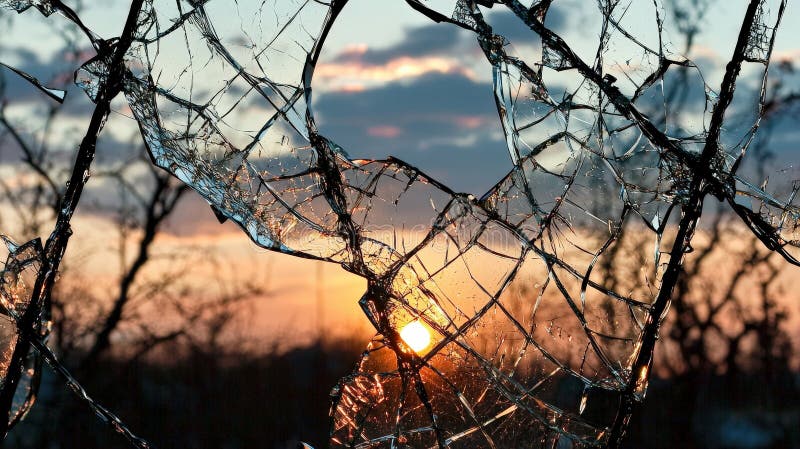 Sunset Viewed Shattered Glass Stock Photos - Free & Royalty-Free Stock ...
