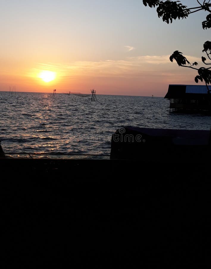 Sunset View with Silhouette Shadows Stock Image - Image of flower ...