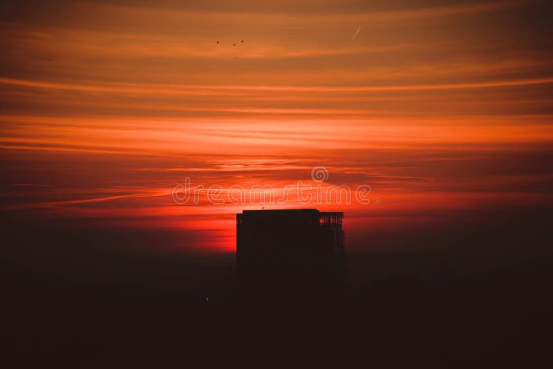 Sunset View on the Skyline. Stock Image - Image of architecture, tree ...
