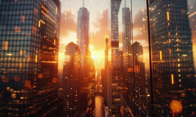 Sunset View from a Skyscraper Window in a Modern City Stock Photo ...
