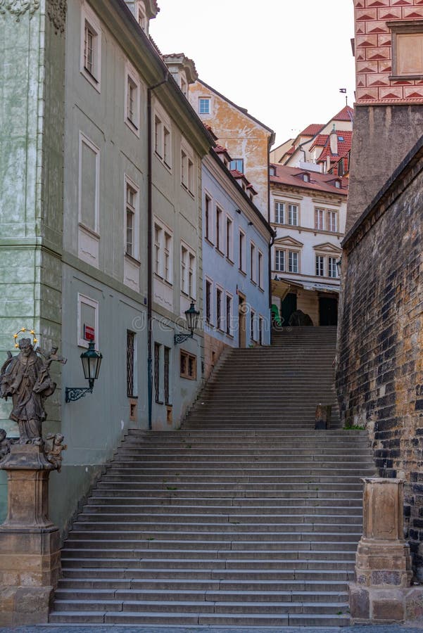 Sunset View of a Staircase Leading To the Prague Castle, Czech R Stock ...