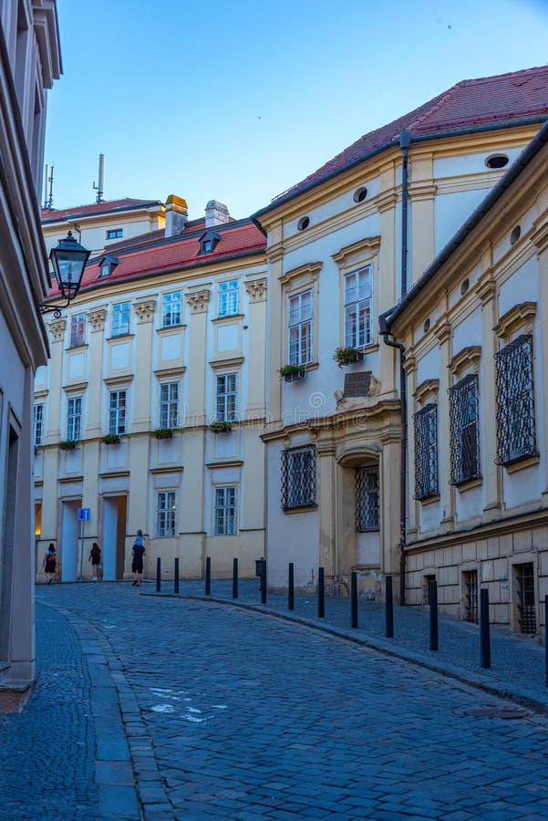 Sunset View of a Street in the Old Town of Brno, Czech Republic ...