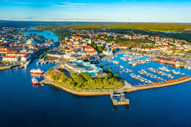 Sunset View of Swedish Town Stromstad Stock Image - Image of building ...