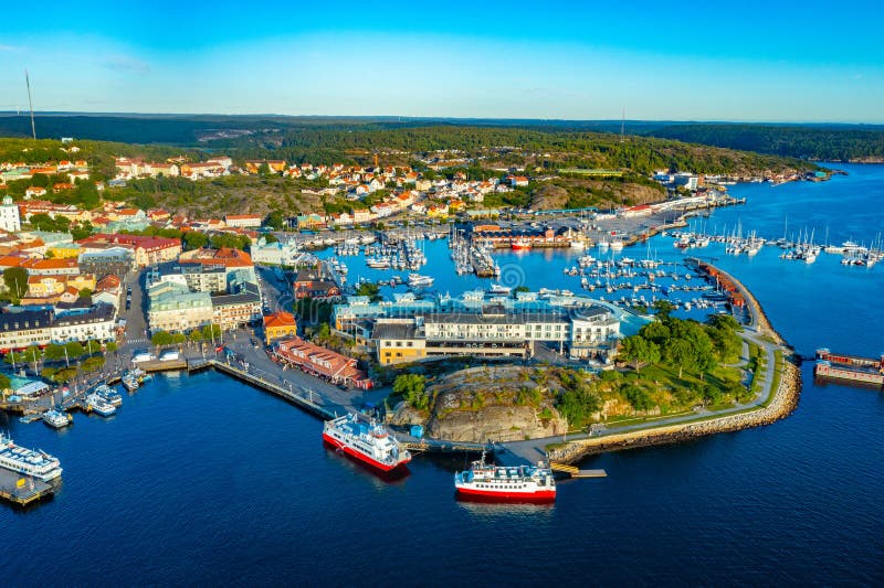 Sunset View of Swedish Town Stromstad Stock Photo - Image of building ...
