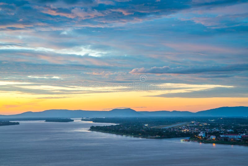 Sunset View on Temple Looking Pakse. Stock Photo - Image of landmark ...
