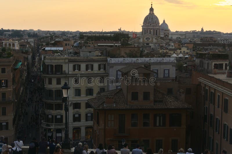 Sunset View from Top of the Spanish Steps in Rome Editorial Photography ...