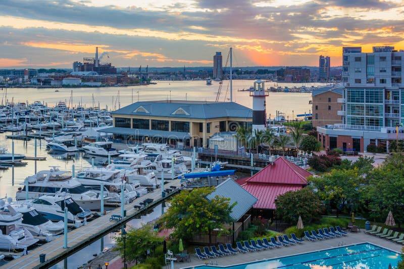Sunset View of the Waterfront in Canton, Baltimore, Maryland Editorial ...