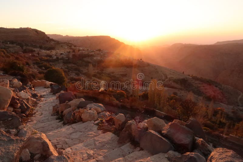 Sunset at the Viewpoint Overlooking the Village of Dana and the Valley ...