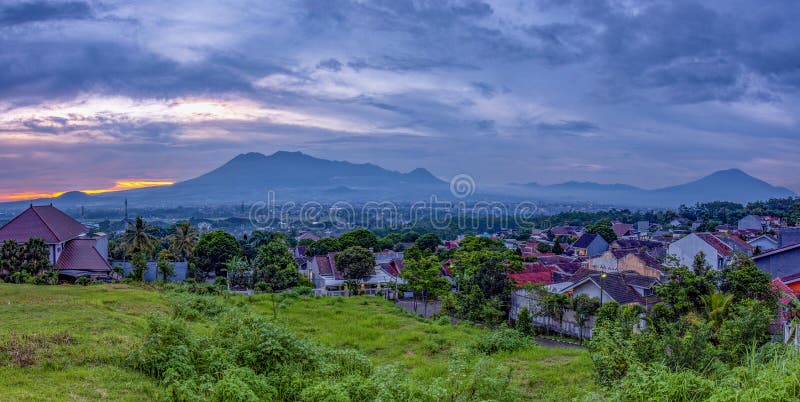 Sunset with Views of Malang`s Java City of Indonesia Stock Photo ...