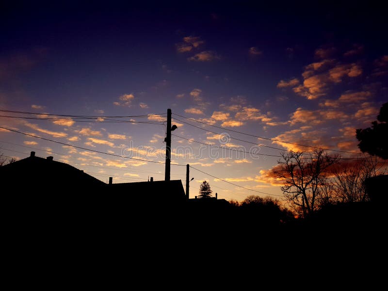 Sunset in the village stock image. Image of village - 173871915