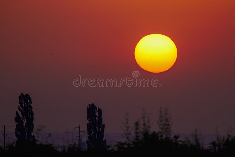 Sunset with a Visible Solar Explosion Stock Photo - Image of sunset ...