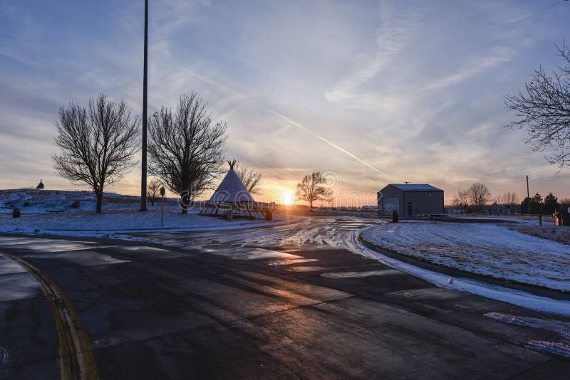 Sunset at the Visitor Center of Colorado Stock Image - Image of ...