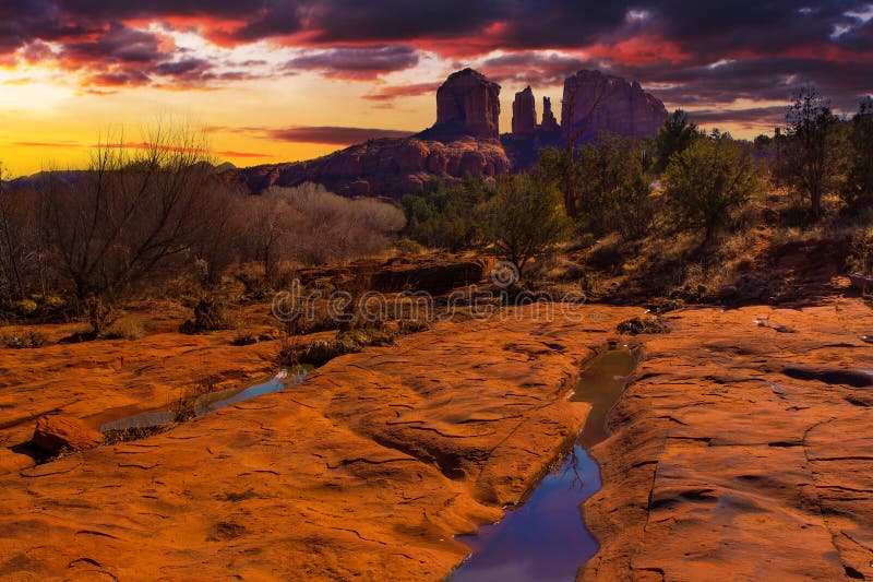 Sunset Vista of Sedona, Arizona Stock Photo - Image of clouds, mountain ...