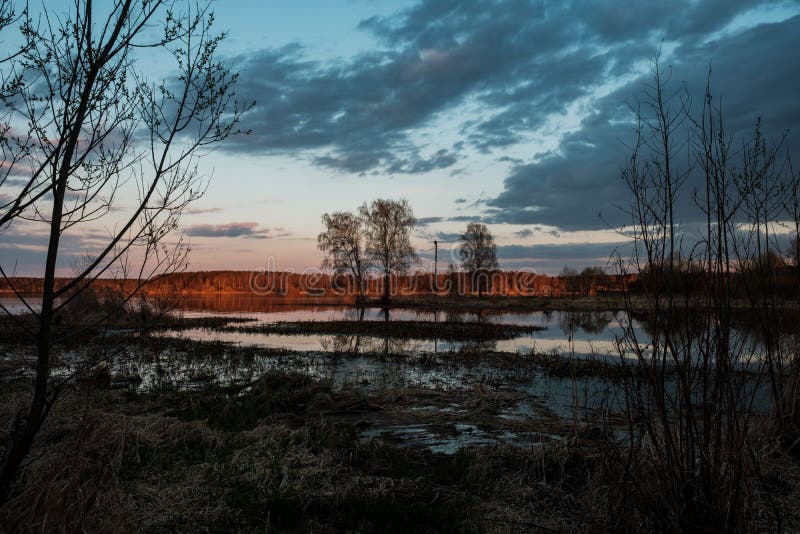 Sunset on the Volga River in Myshkin Stock Photo - Image of withering ...
