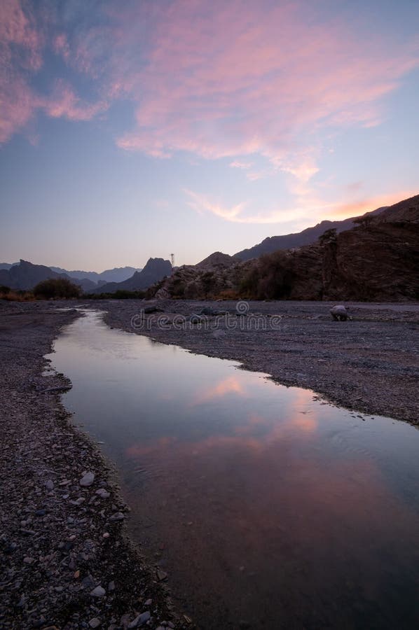 Sunset in a Wadi Rustaq Mountains, Oman Stock Image - Image of nature ...