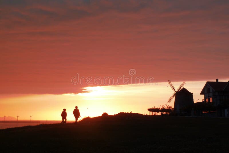 Sunset Walk Home, Refelctions of Whitby Bay Stock Image - Image of ...