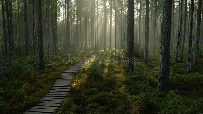 The Sunset Walk through the Forest Ends at a Calm and Peaceful Lake ...