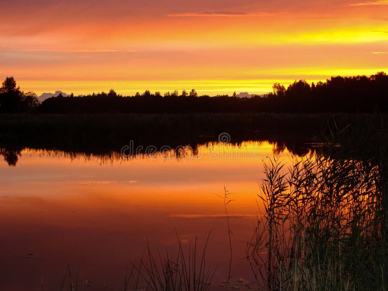 Sunset on the Water, Evening Dusk Stock Photo - Image of fragment ...